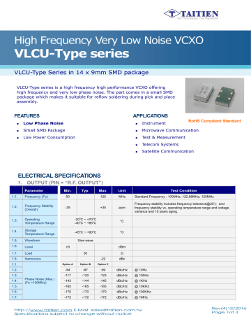 VCXO VLCU-Type Datasheet | Manualzz