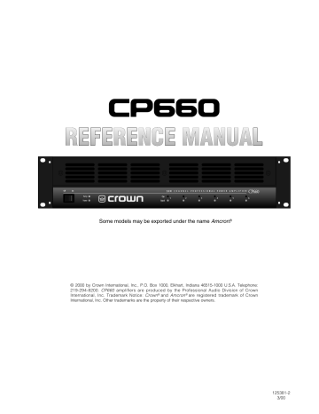 Crown CP660 Six Channel Power Amplifier Reference Manual | Manualzz