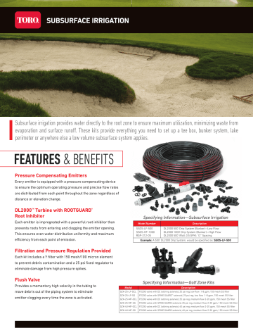 Toro Subsurface Irrigation Sheet | Manualzz