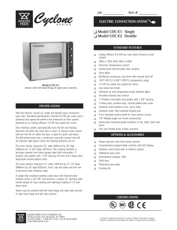 Bakers Pride Cyclone COC-E2 Specifications | Manualzz