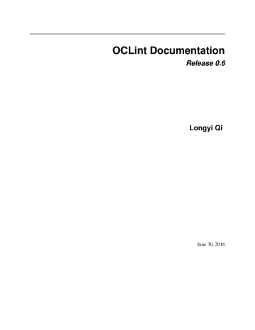 OCLint Static Code Analysis Tool Documentation | Manualzz