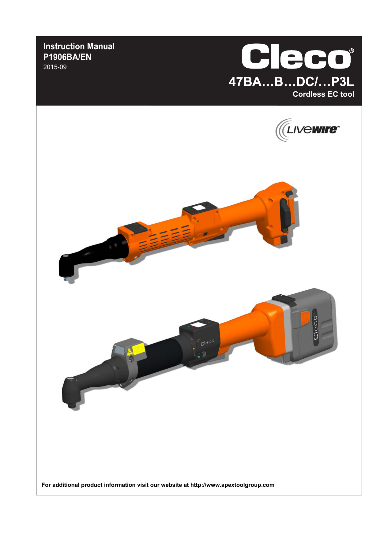 Cleco 47BAWB28AM3DC Cordless EC Tool Owner's Manual | Manualzz