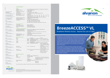 Alvarion BreezeACCESS VL Brochure & Specs | Manualzz