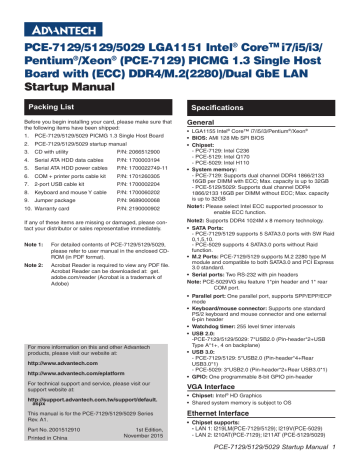 Advantech PCE-7129 Startup Manual | Manualzz