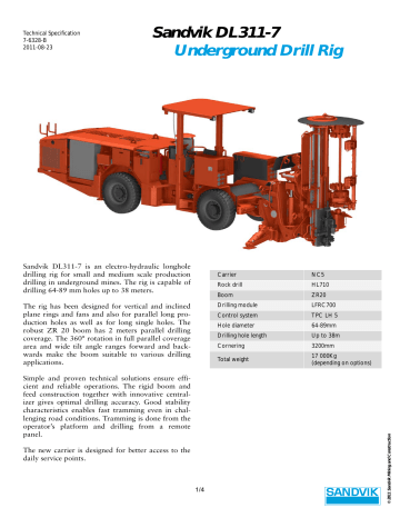 Sandvik DL311-7 Underground Drill Rig | Manualzz