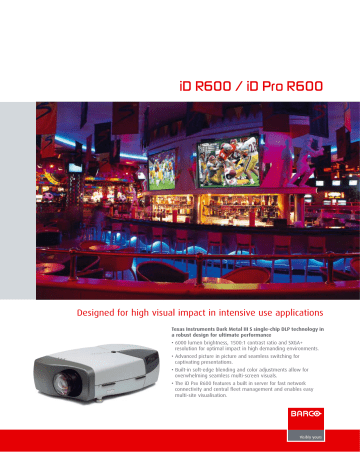 Barco iD R600 Projector Product sheet | Manualzz