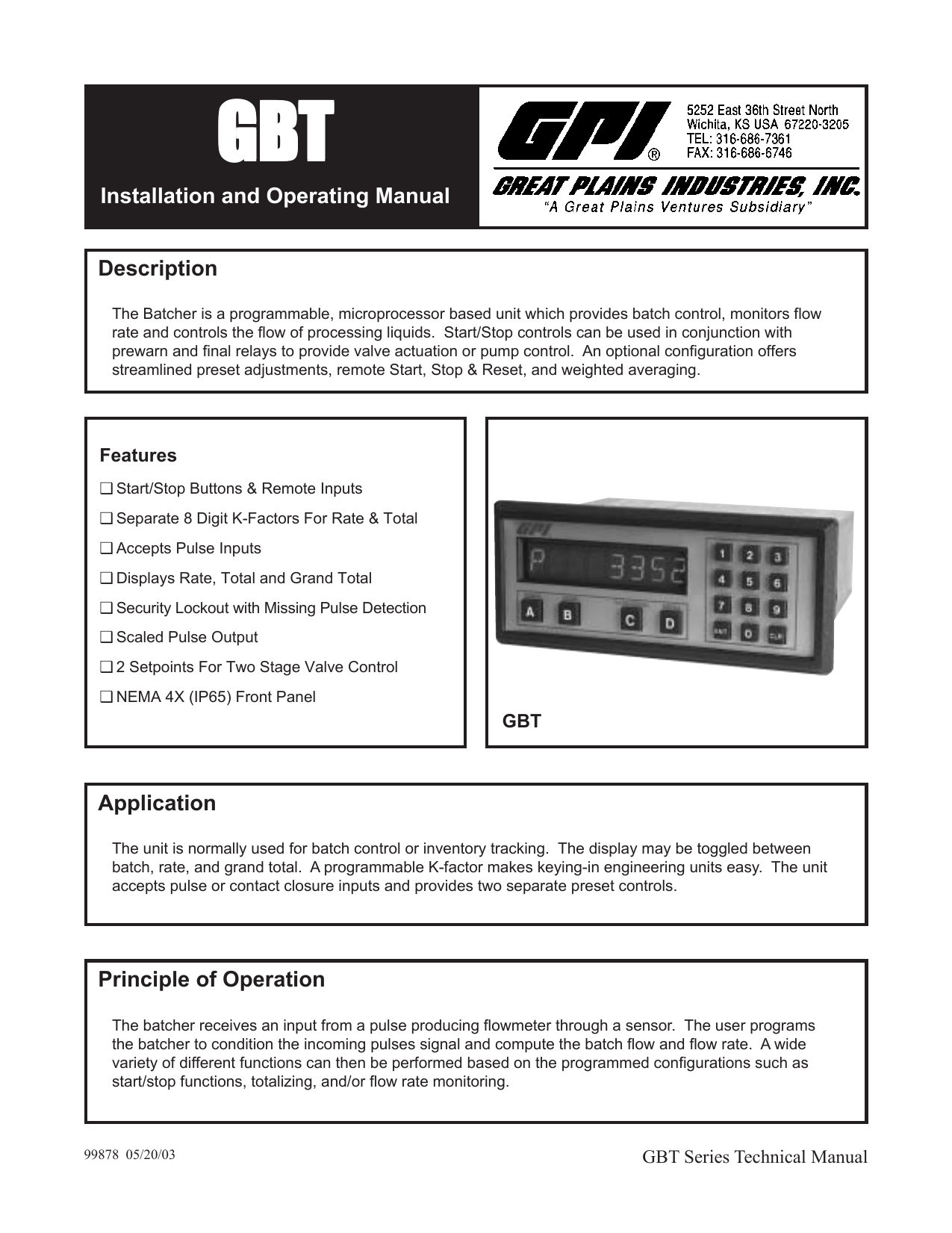 GBT Series Deluxe Batch Controller Manual | Manualzz