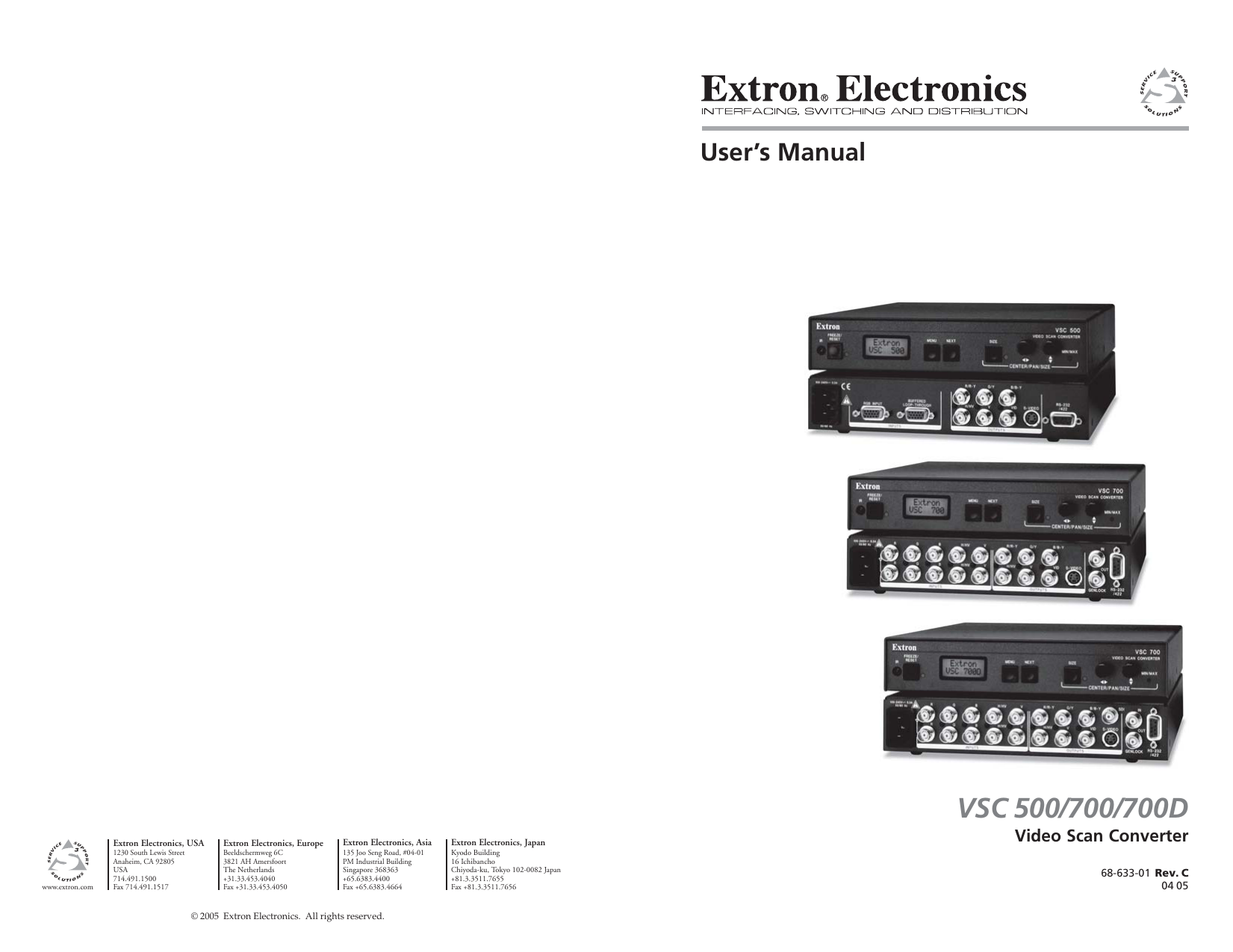 Extron electronics Scan Converter VSC 700 User manual | Manualzz