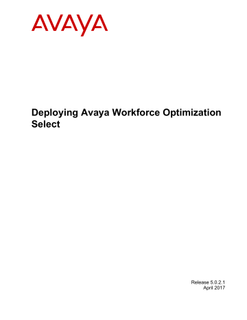 Avaya Workforce Optimization Select Deployment Guide | Manualzz