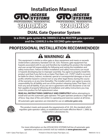 GTO 3000XLS Installation manual | Manualzz