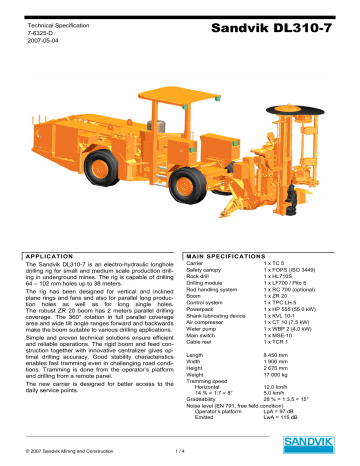 Sandvik DL310-7 Technical Specification | Manualzz