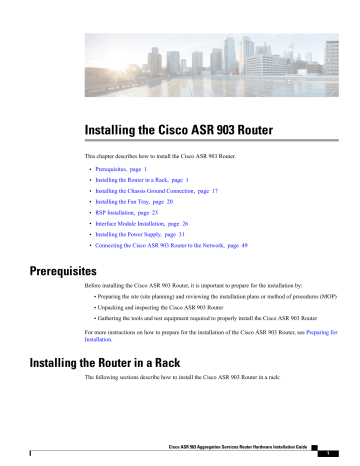 Cisco Router ASR 903 Hardware Installation Guide | Manualzz
