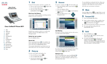 Cisco IP Phone Unified IP Phone 9971 Quick Start Guide | Manualzz