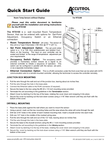 Room Temperature Sensor RTS100 Quick Start Guide | Manualzz
