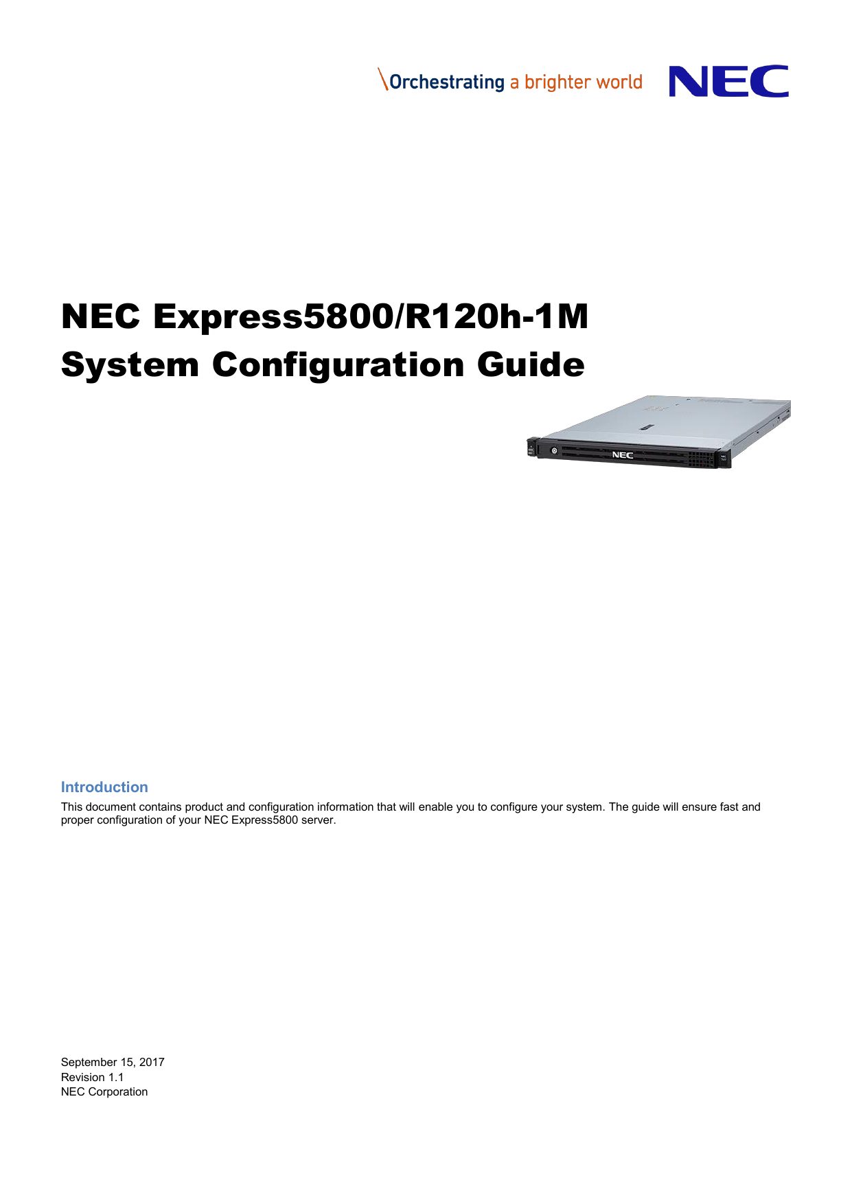 NEC Express5800/R120h-1M System Configuration | Manualzz