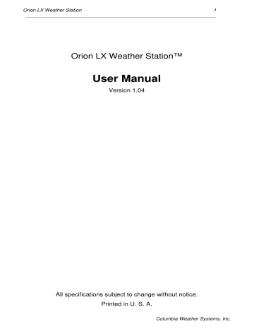 Orion LX User manual | Manualzz