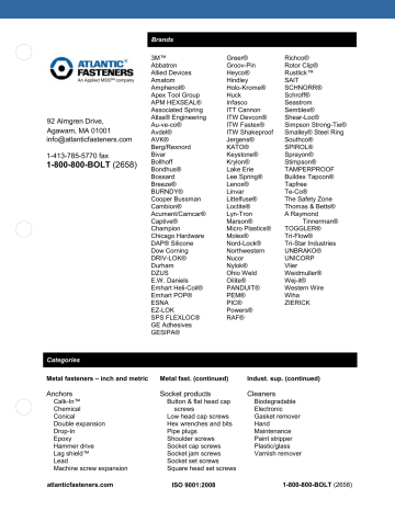 Atlantic Fasteners Product Catalog | Manualzz