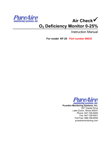 Oxygen Deficiency Monitor KF-25 Instruction Manual | Manualzz