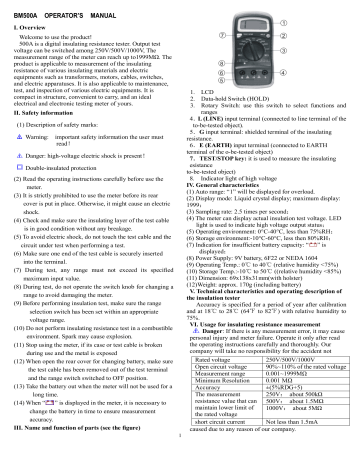 bm500a operator`s manual | Manualzz