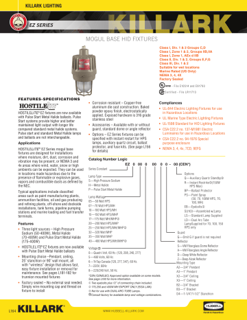 Killark EZ Series HID Specification Sheet | Manualzz