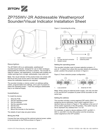 Ziton ZP755WV-2R Installation Sheet | Manualzz
