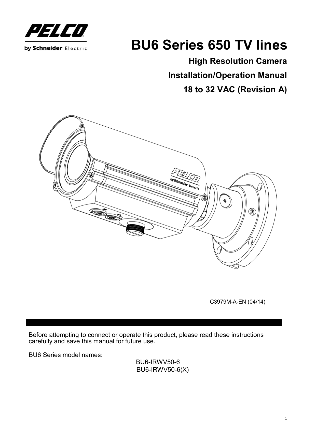 Pelco BU6 Series 650 TV line Operations Manual | Manualzz