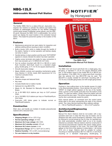Notifier NBG- 12LX Data Sheet | Manualzz