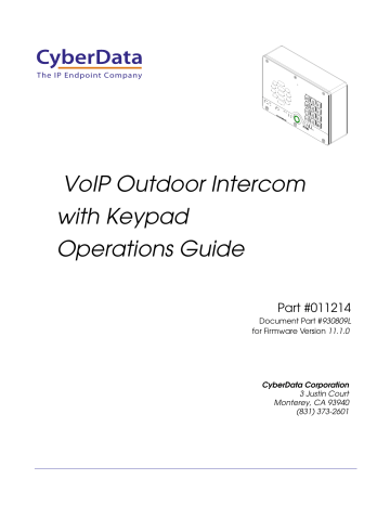 VoIP Outdoor Intercom 011214 Operations Guide | Manualzz