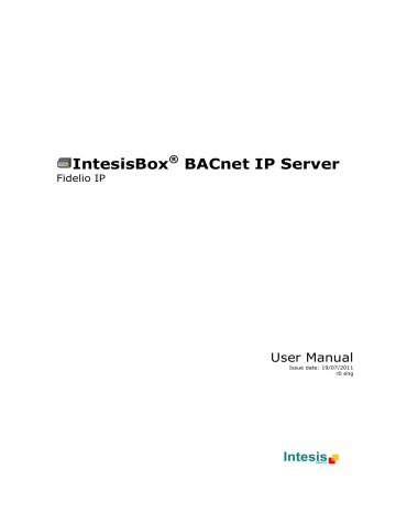 Intesis IBOX-BAC-FID Fidelio to BACnet Gateway User Manual | Manualzz