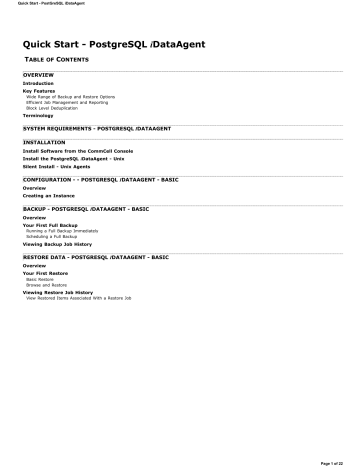 PostgreSQL iDataAgent Quick Start Guide | Manualzz