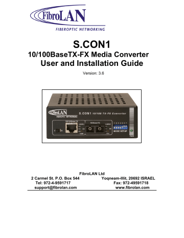 FibroLAN S.CON1 User and Installation Manual | Manualzz