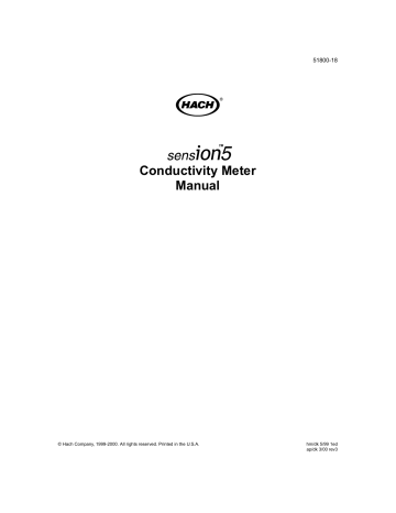Hach sension 5 Conductivity Meter Manual | Manualzz