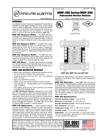 Fire-Lite Alarms MMF-300 Series Quick start manual | Manualzz