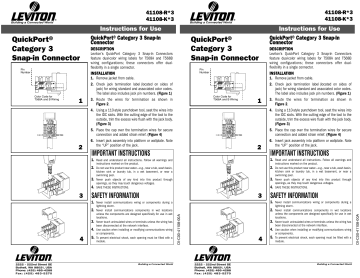 Leviton 41108-RW3 Cat 3 UTP Connector Instruction Sheet | Manualzz