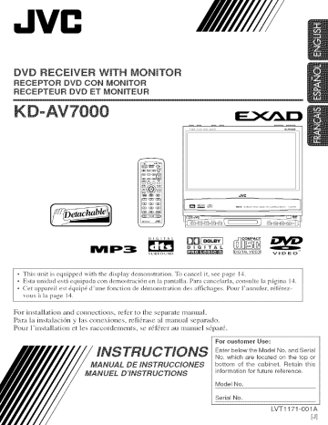 JVC EXAD KD-AV7000 Instructions Manual | Manualzz