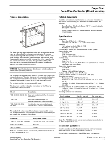 EDWARDS SuperDuct Four-Wire Controller RJ-45 Version Installation ...