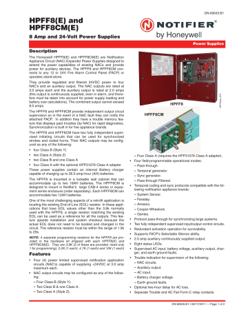 Notifier HPFF8(E) and HPFF8CM(E) Data Sheet | Manualzz