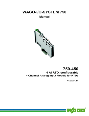 WAGO 750-450 4 AI RTD, configurable Manual | Manualzz