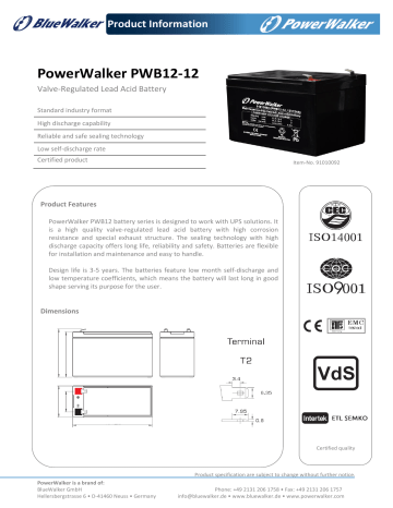 PowerWalker PWB12-12 Datasheet | Manualzz