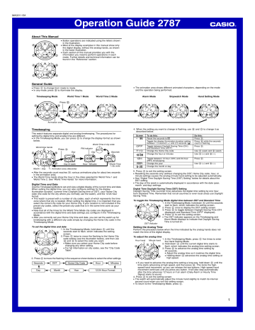 CASIO Watch 2787 Operation Guide | Manualzz