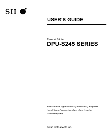 SII DPU-S245 User Guide | Manualzz