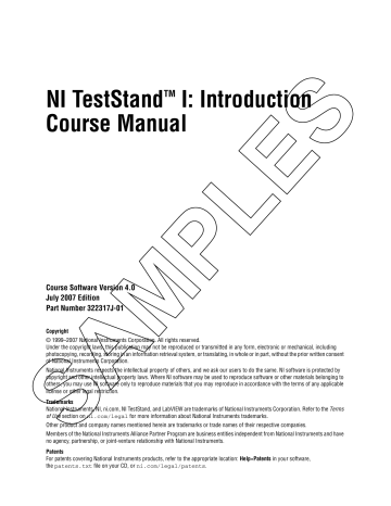 NI TestStand Course Manual | Manualzz