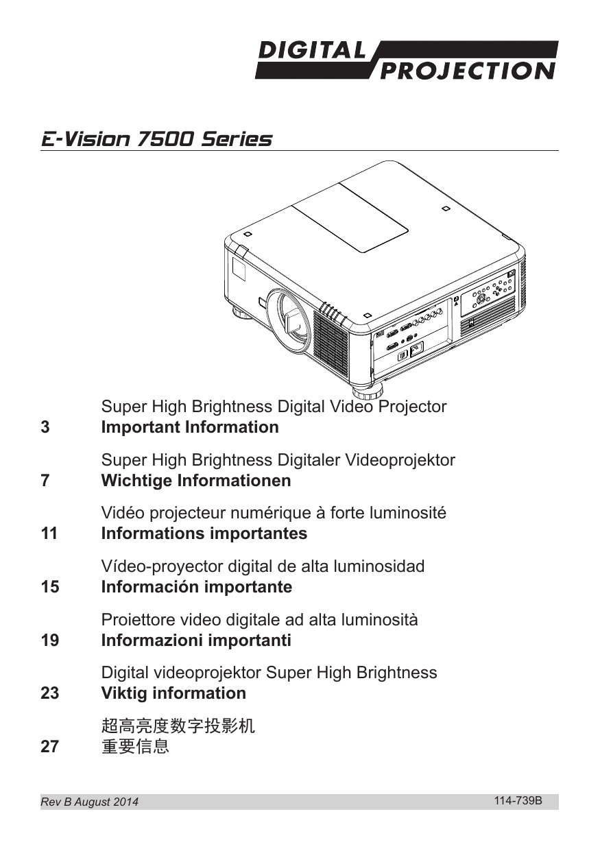 Digital Projection E-Vision 7500 Series Instruction manual | Manualzz