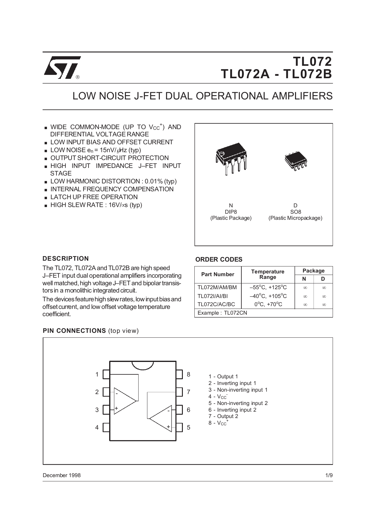 Tl072 jfet operational amplifier basics