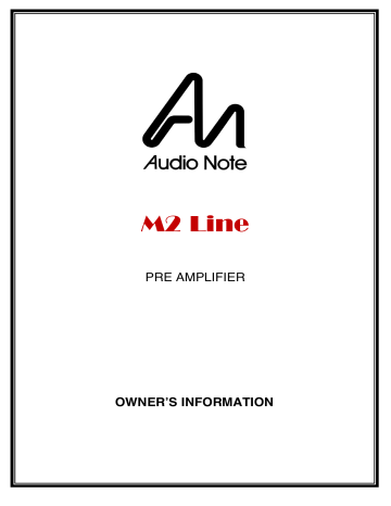 Audio Note M2 RIAA Owner's Information | Manualzz