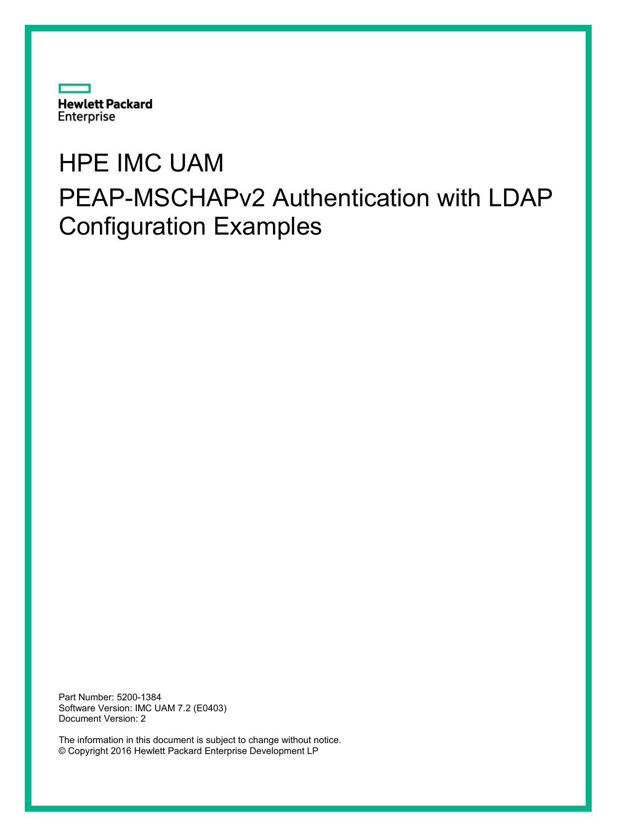 HPE IMC UAM PEAP-MSCHAPv2 Authentication with LDAP | Manualzz