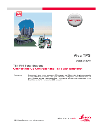 Leica Total Stations TS11/15 User Guide - Connecting TS and CS via ...
