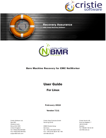 Cristie Bare Machine Recovery for EMC NetWorker - User Guide | Manualzz