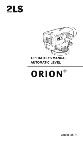 Automatic Level Orion ORION+ Operator's Manual | Manualzz