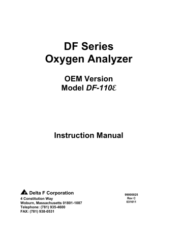 Delta F DF Series DF-110E Oxygen Analyzer Instruction Manual | Manualzz